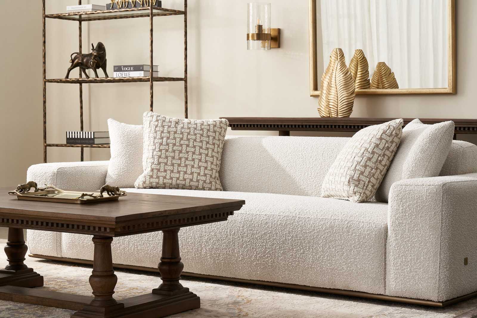 Callie Cream Boucle 3-Seater Sofa