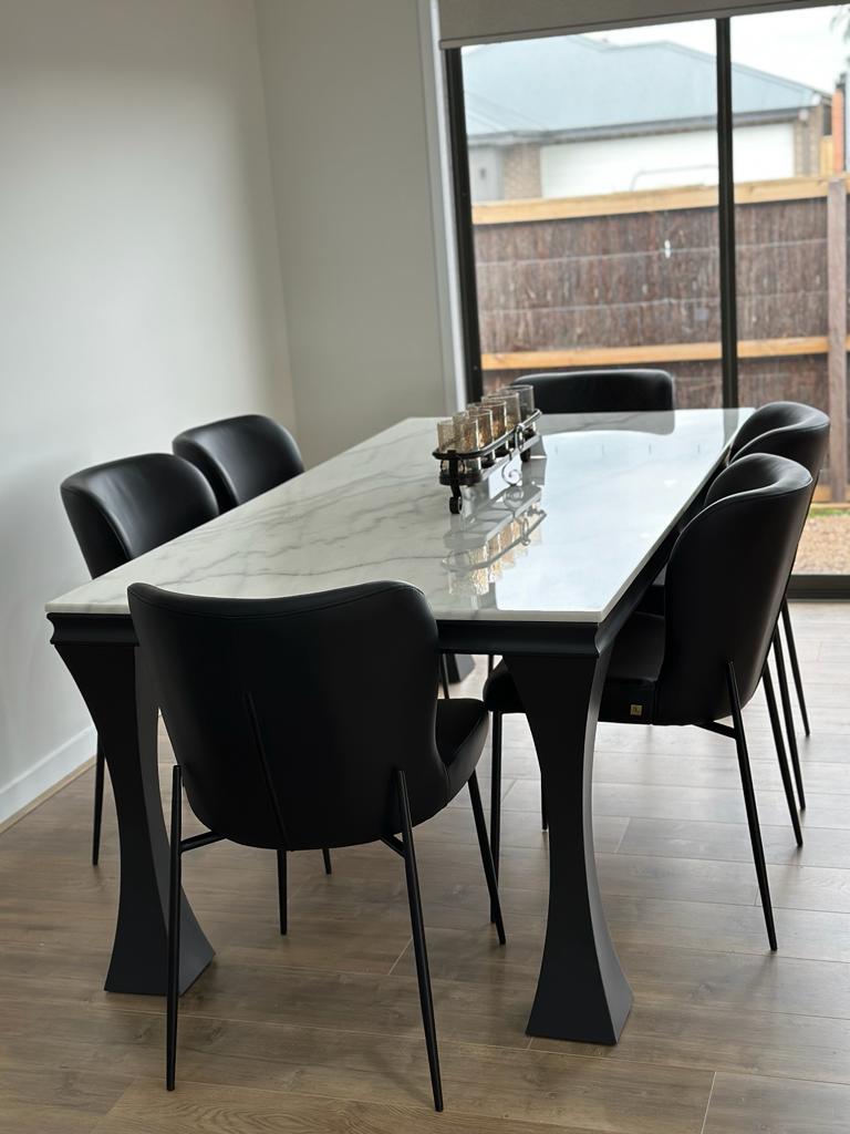 Hailey Black Vegan Leather Dining Chair - Black Legs